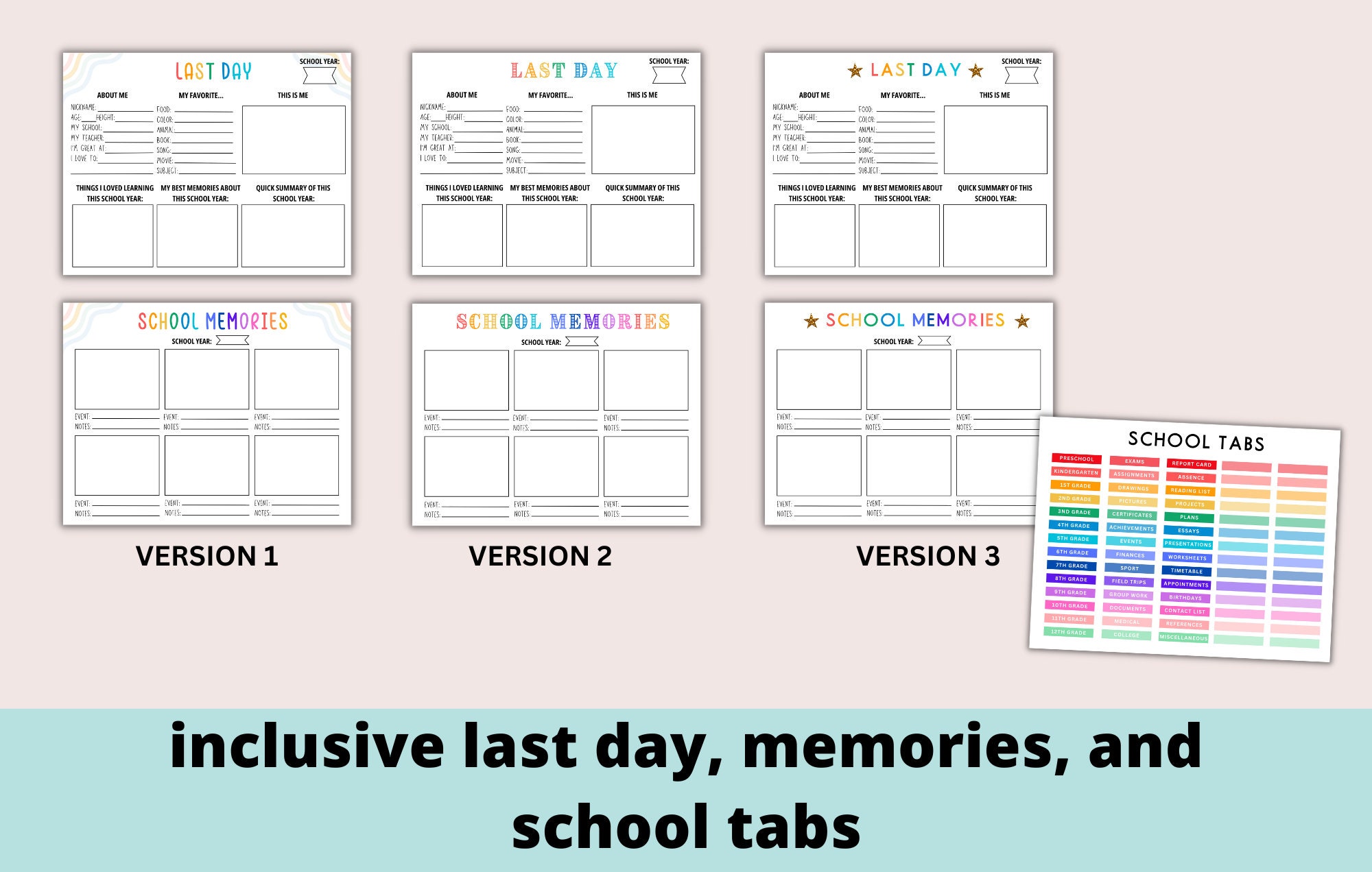 School Memory Box Printable Kids Keepsake Personalized Back to School ...