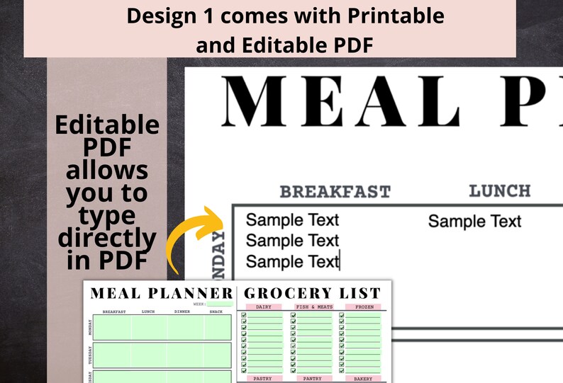 EDITABLE Weekly Meal Planner & Grocery List Printable - Etsy