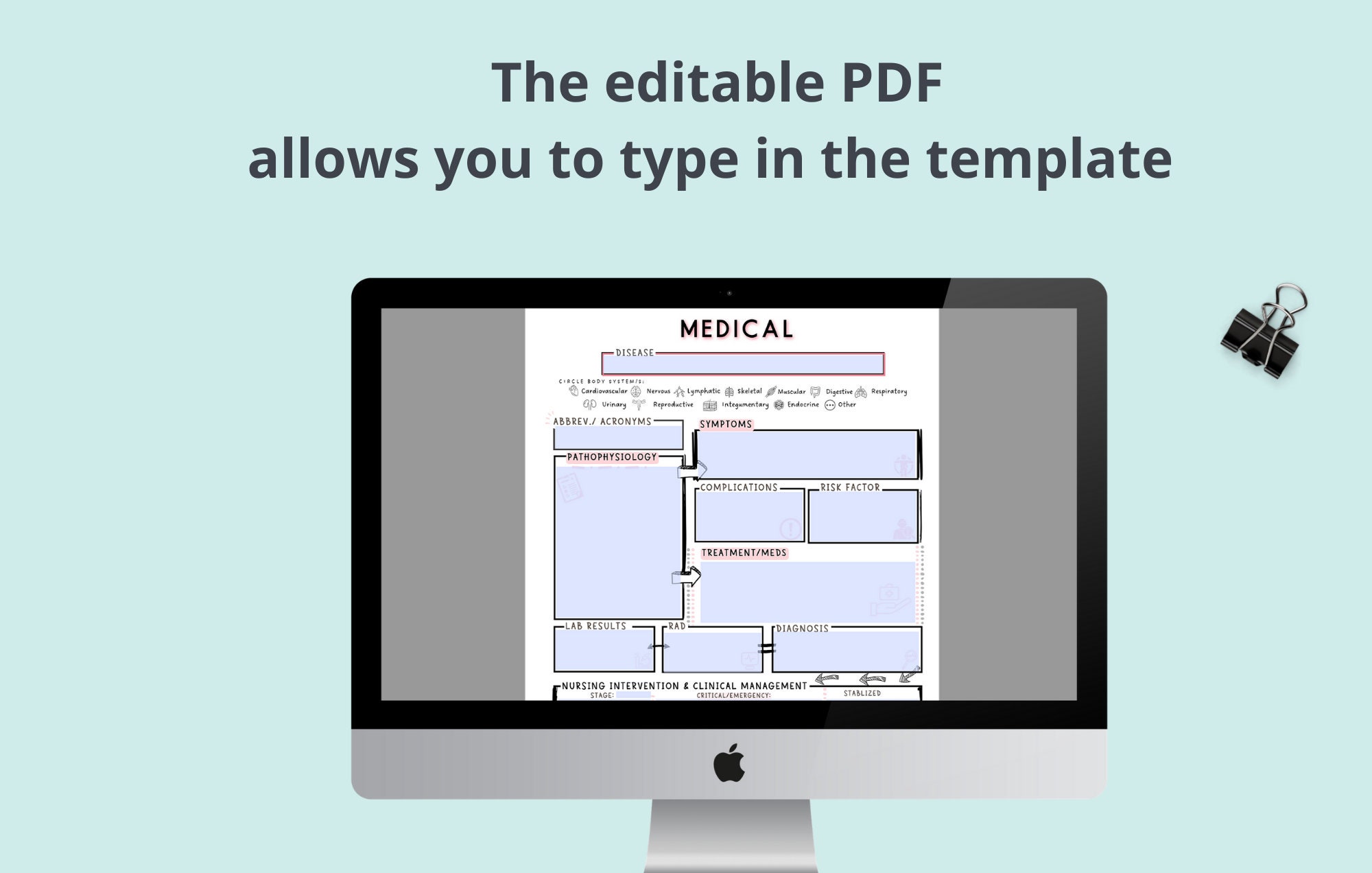 Fillable Medical Surgical Template | Editable Med Surg Map | Nursing ...