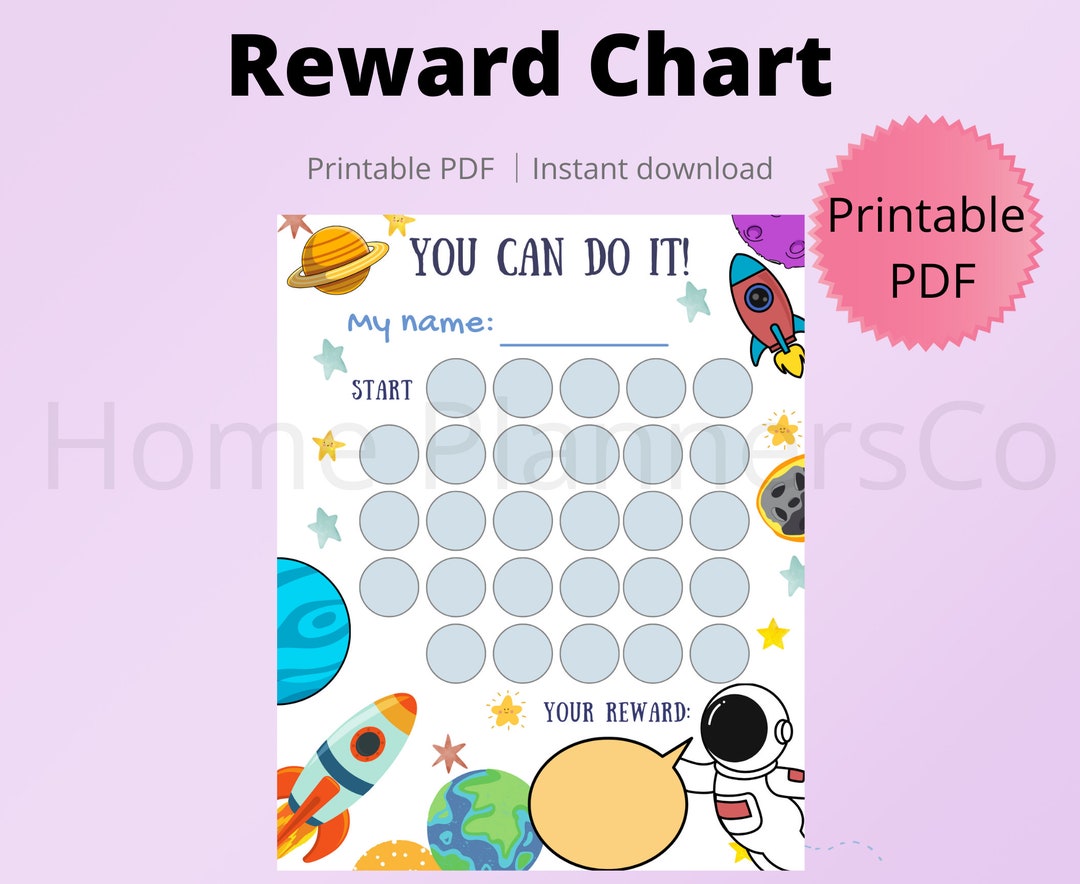 Printable Outer Space Reward Chart for Boys Astronaut Behavior Chart ...