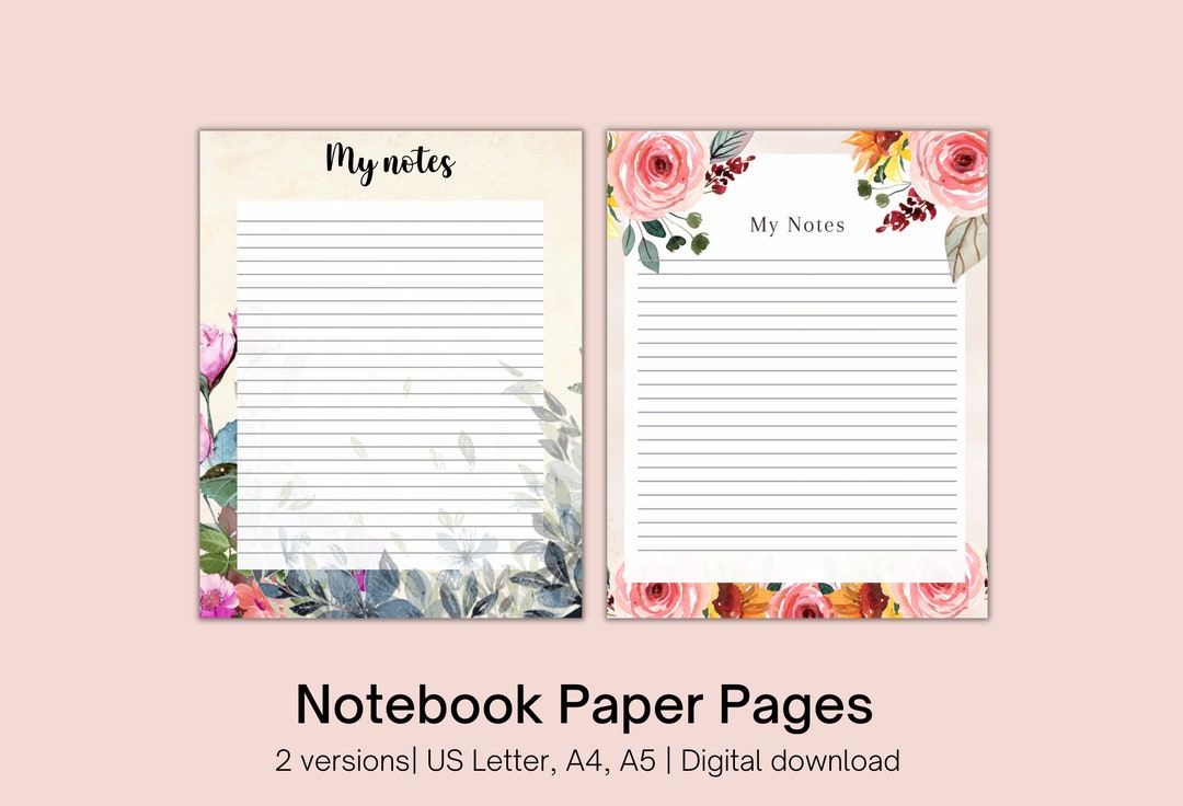 Flower Writing Set Notes | Set of Two Notes |flower Printable ...