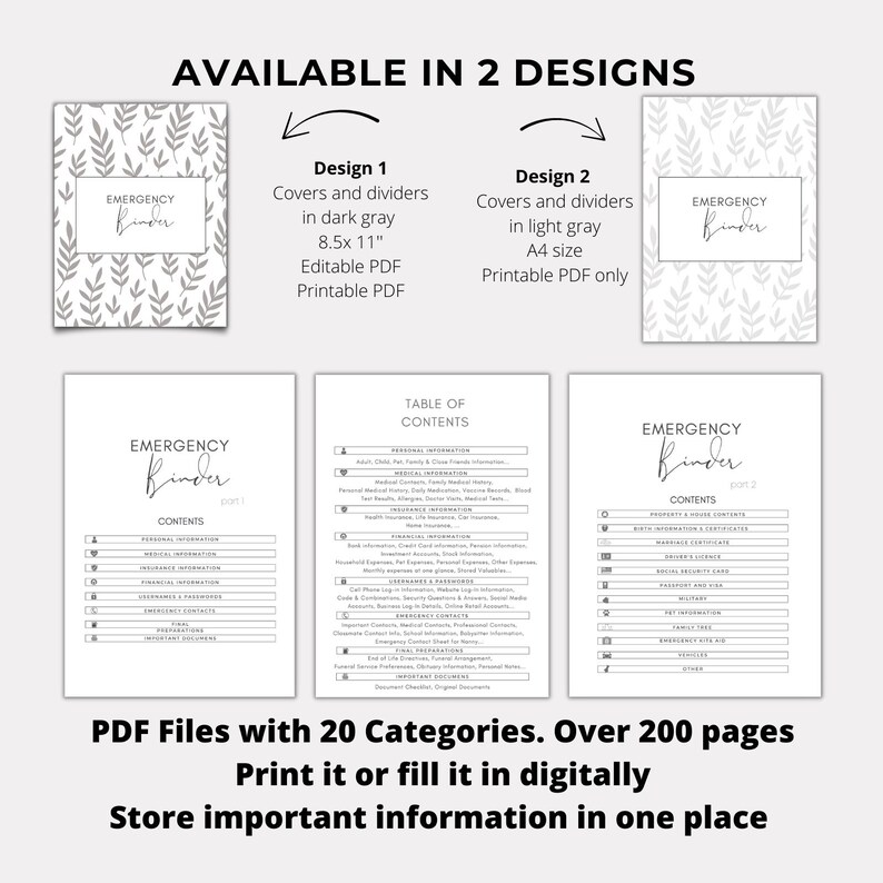 Editable Just in Case Emergency Planner Binder | Just in Case Planner ...