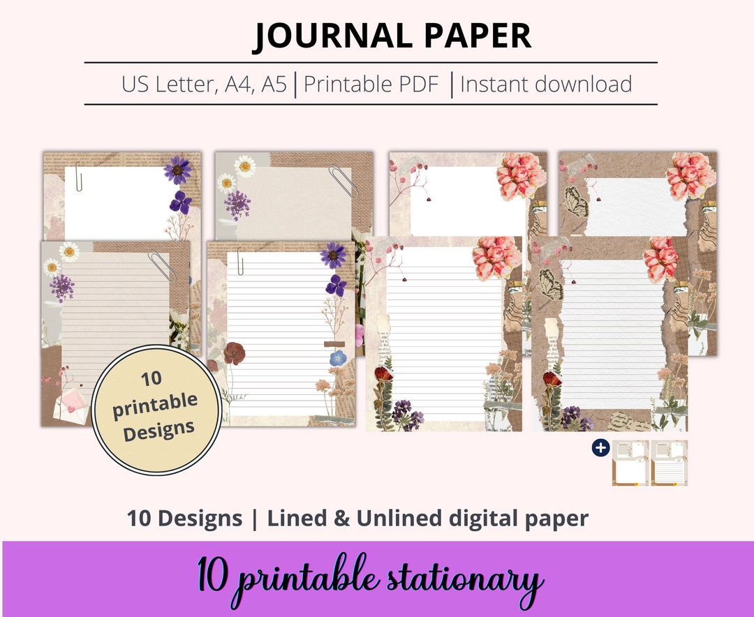 Writing Set Notes Printable Stationery Paper, Boho Stationery ...