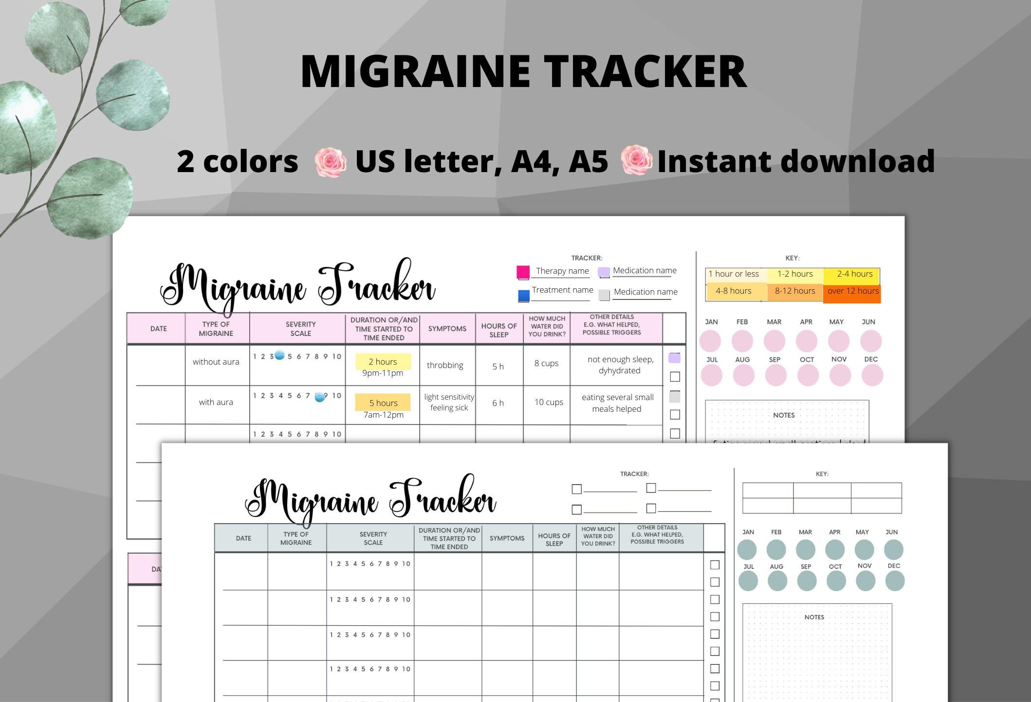 Migraine Tracker Headache Journal Headache Trackerchronic - Etsy