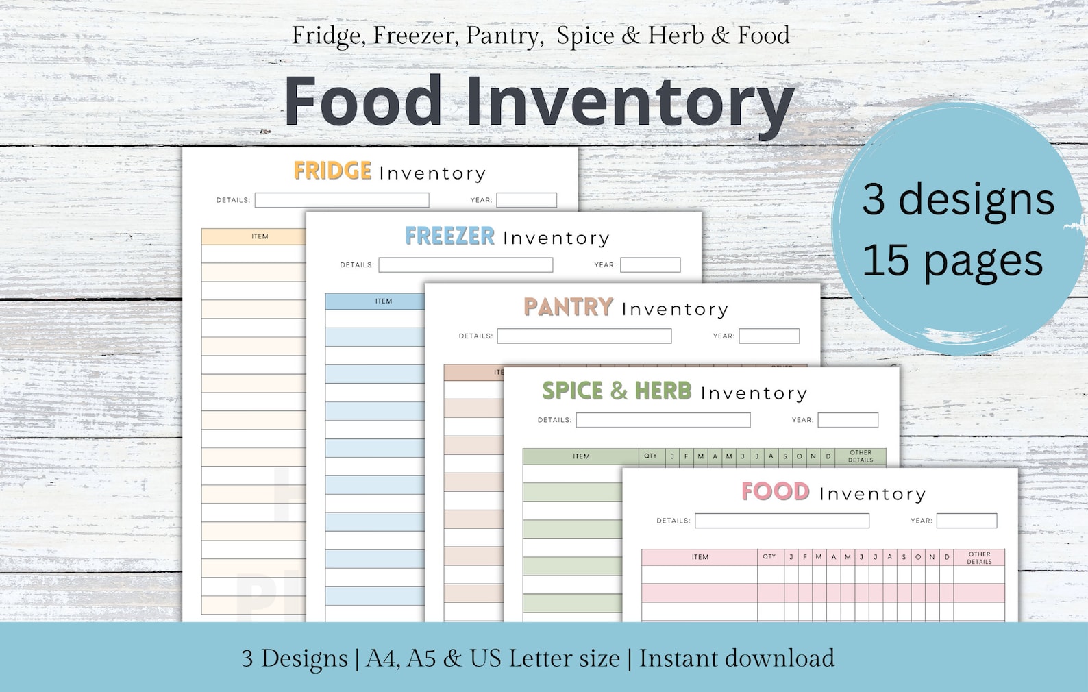 Food Inventory Tracker Pages Printable Kitchen Inventory,pantry ...