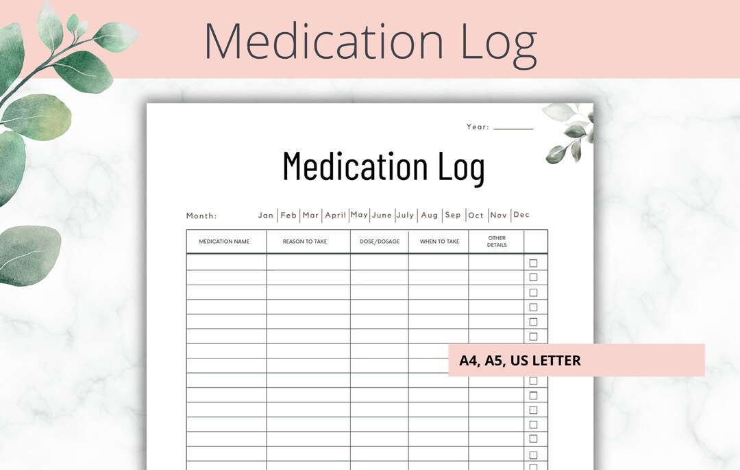 Medication Log, Medication Tracker, Medication Organizer, Medication ...