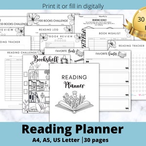 Printable Reading Planner,book Journal Planner,reading Journal,reading ...