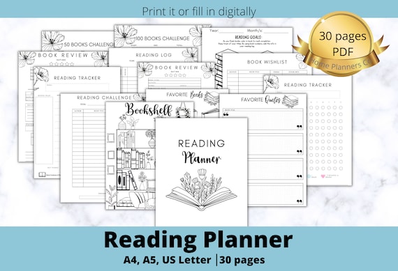 Printable Reading Plannerbook Journal Plannerreading - Etsy