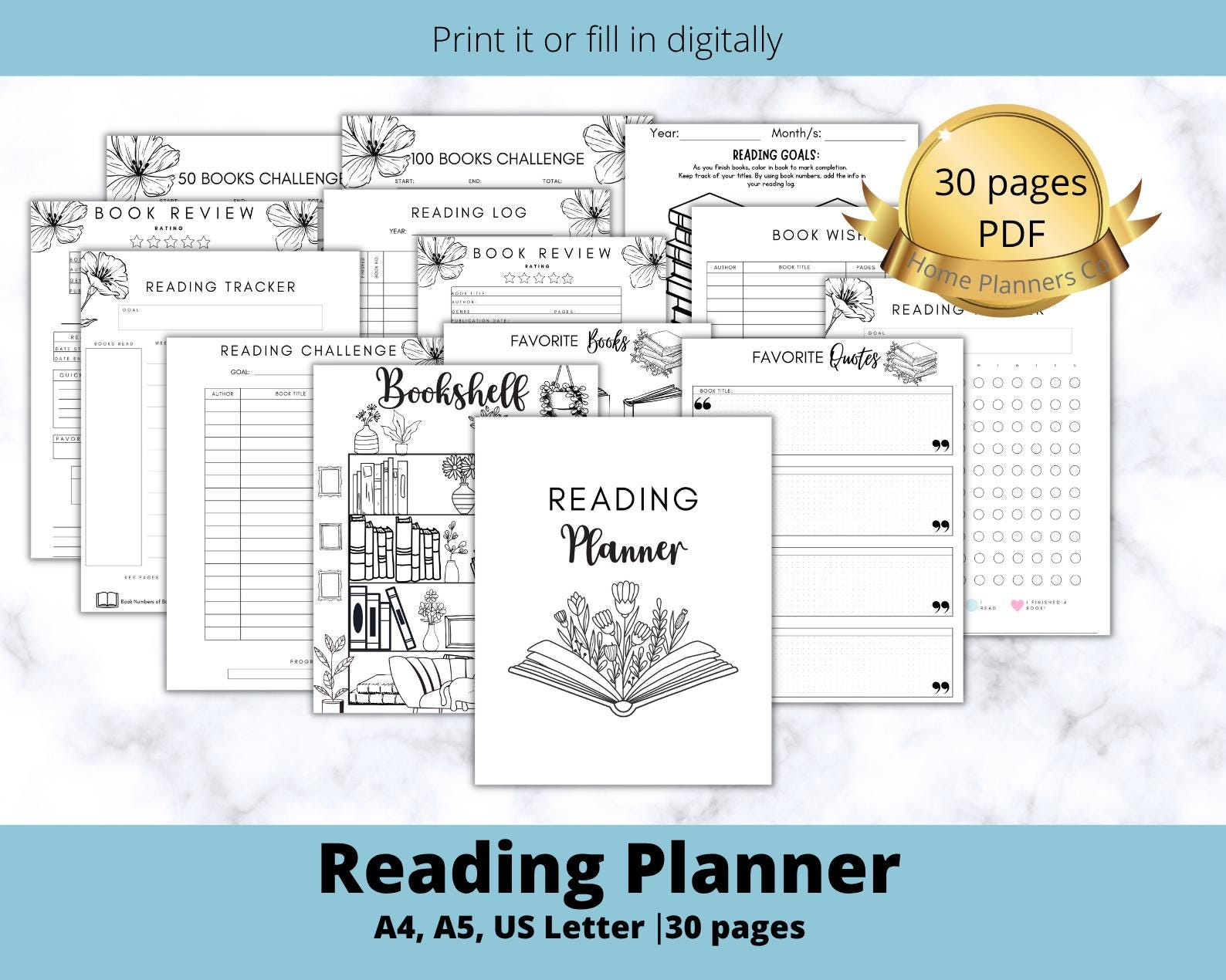 Printable Reading Planner,book Journal Planner,reading Journal,reading ...