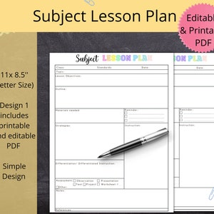 Editable Subject Lesson Plan Template, Printable Digital Lesson Planner ...