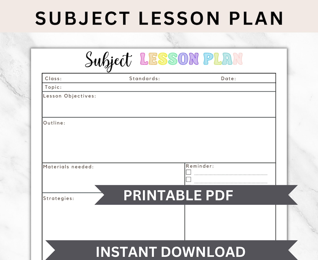 Teacher Lesson Plan Template, Subject Lesson Plan for Teachers, Daily ...
