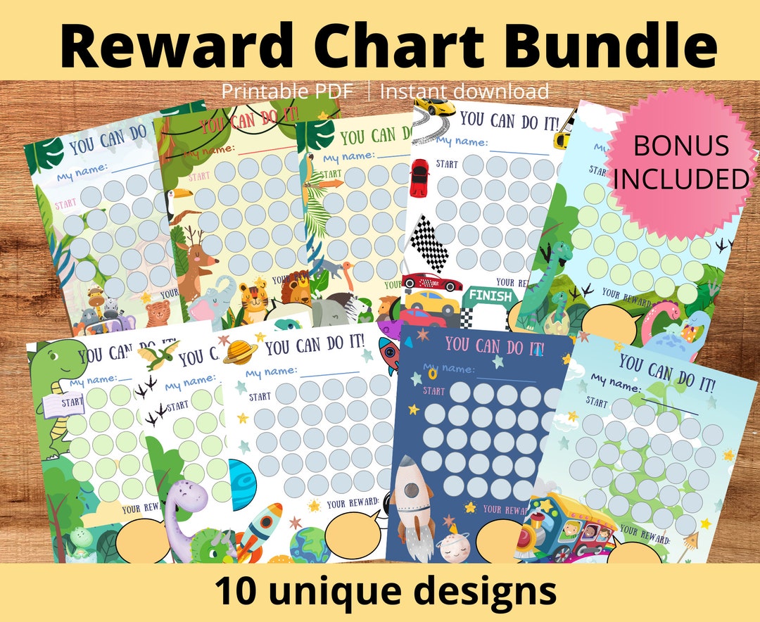 Printable Reward Chart Bundle W/ Safari Dinosaur Space Car - Etsy UK