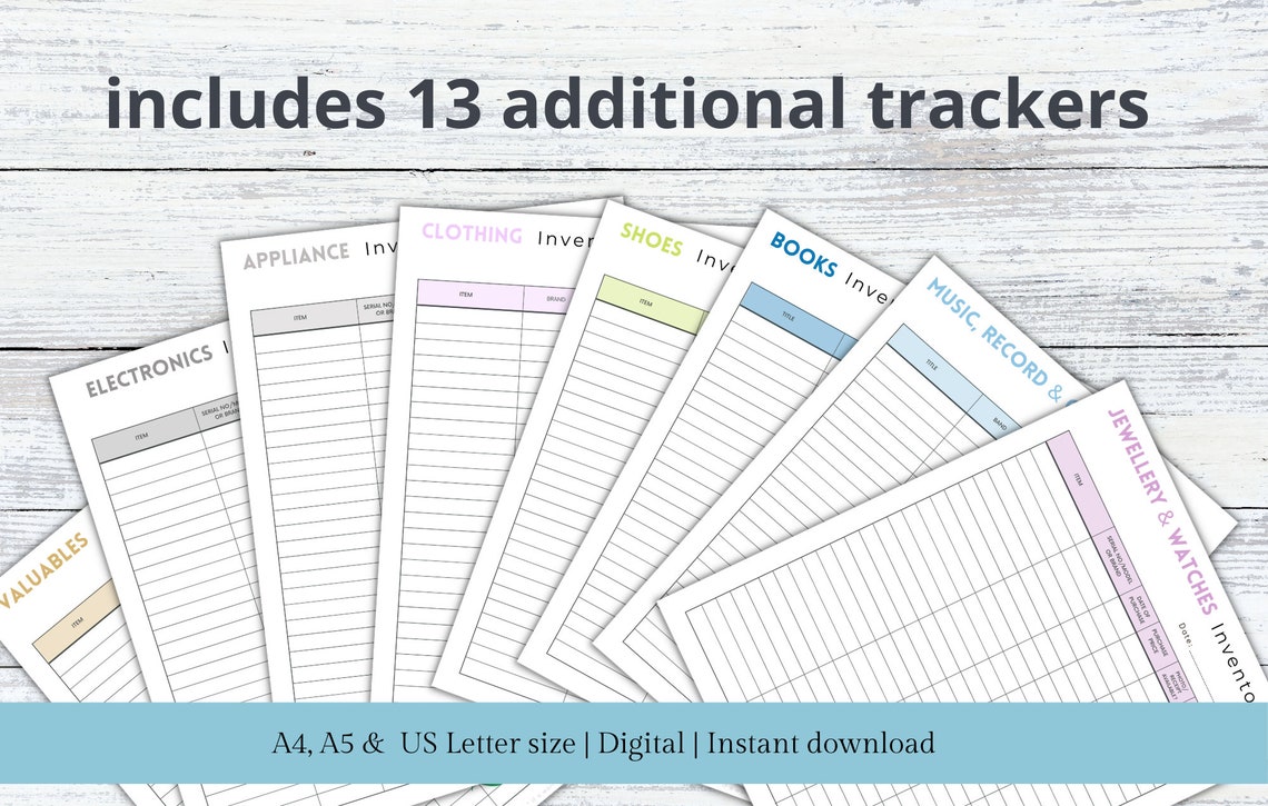 Home Inventory Tracker Pagesroom-by-room Inventory House - Etsy