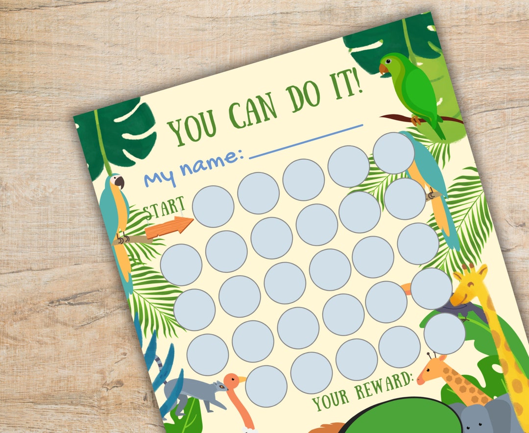 Safari Reward Chart, Printable Kids Behavior Chart, Sticker Chart ...