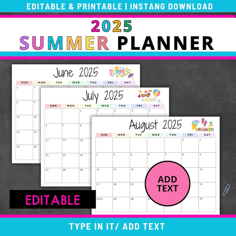 Summer Calendar - Etsy