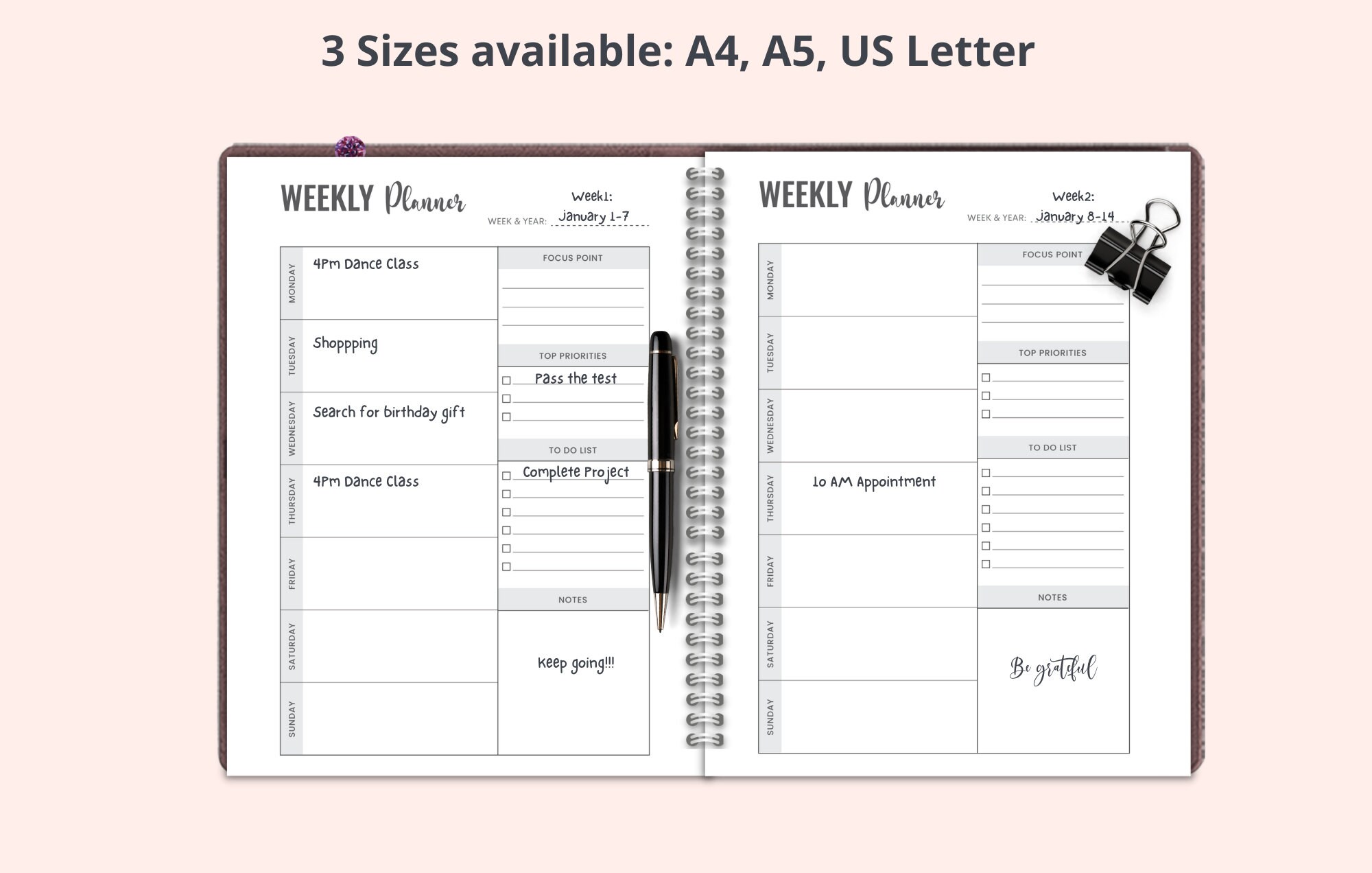 EDITABLE Weekly Planner, Digital Planner, Schedule Routine, Weekly ...