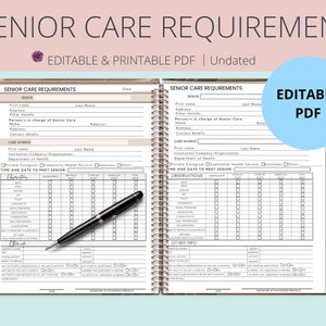 EDITABLE Care Assessment Report, Senior Care Requirements Checklist ...