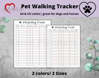 Dog Walking Tracker, Dog Walking Schedule, Pet Walking Tracker, Pet ...