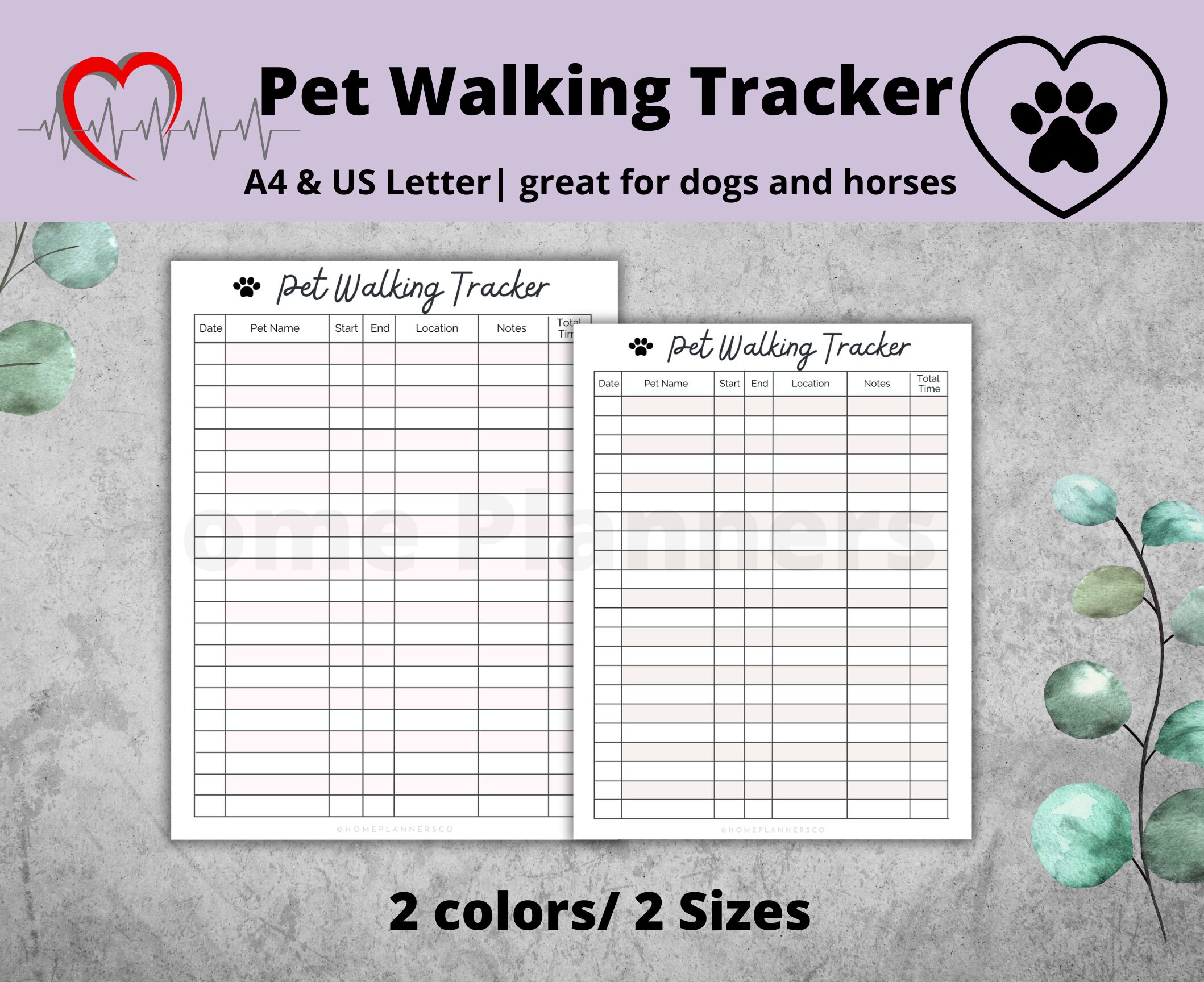 Pet Walking Tracker, Printable Pet Walking Log, Dog Walking Tracker ...