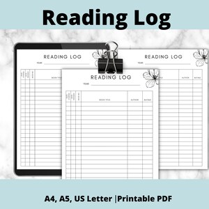 Printable Reading Log, Library Book Trackers, Reading Tracker, Reading ...