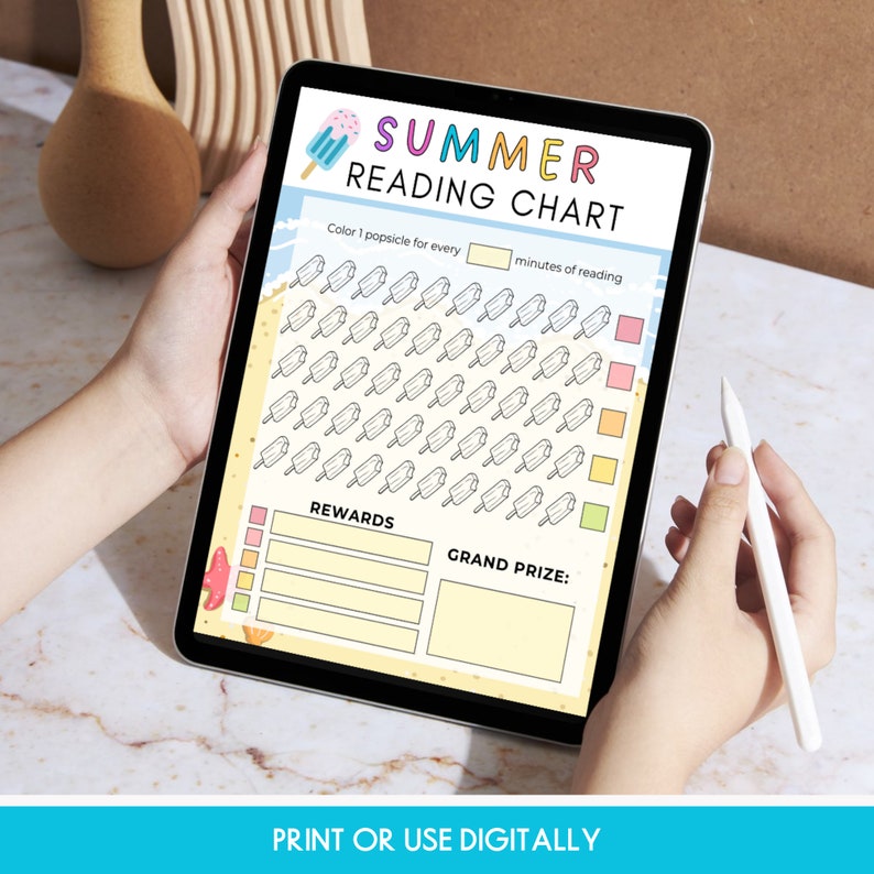 SUMMER Reading Chart, Summer Reading Log, Summer Ice Pop Reading Log ...
