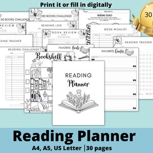 Printable Reading Planner,book Journal Planner,reading Journal,reading ...