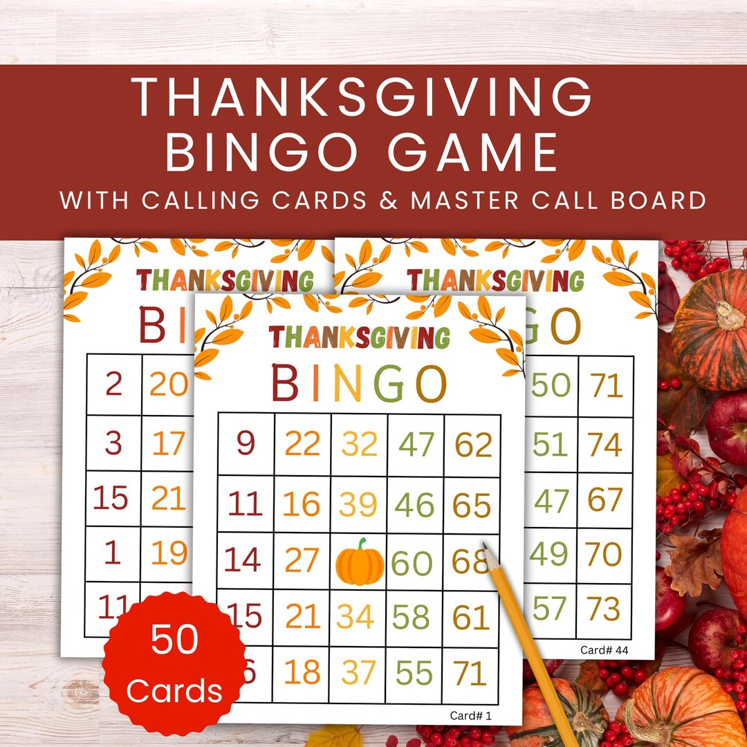50 Thanksgiving Bingo Cards, Printable Bingo Game, Autumn Bingo, Fall ...