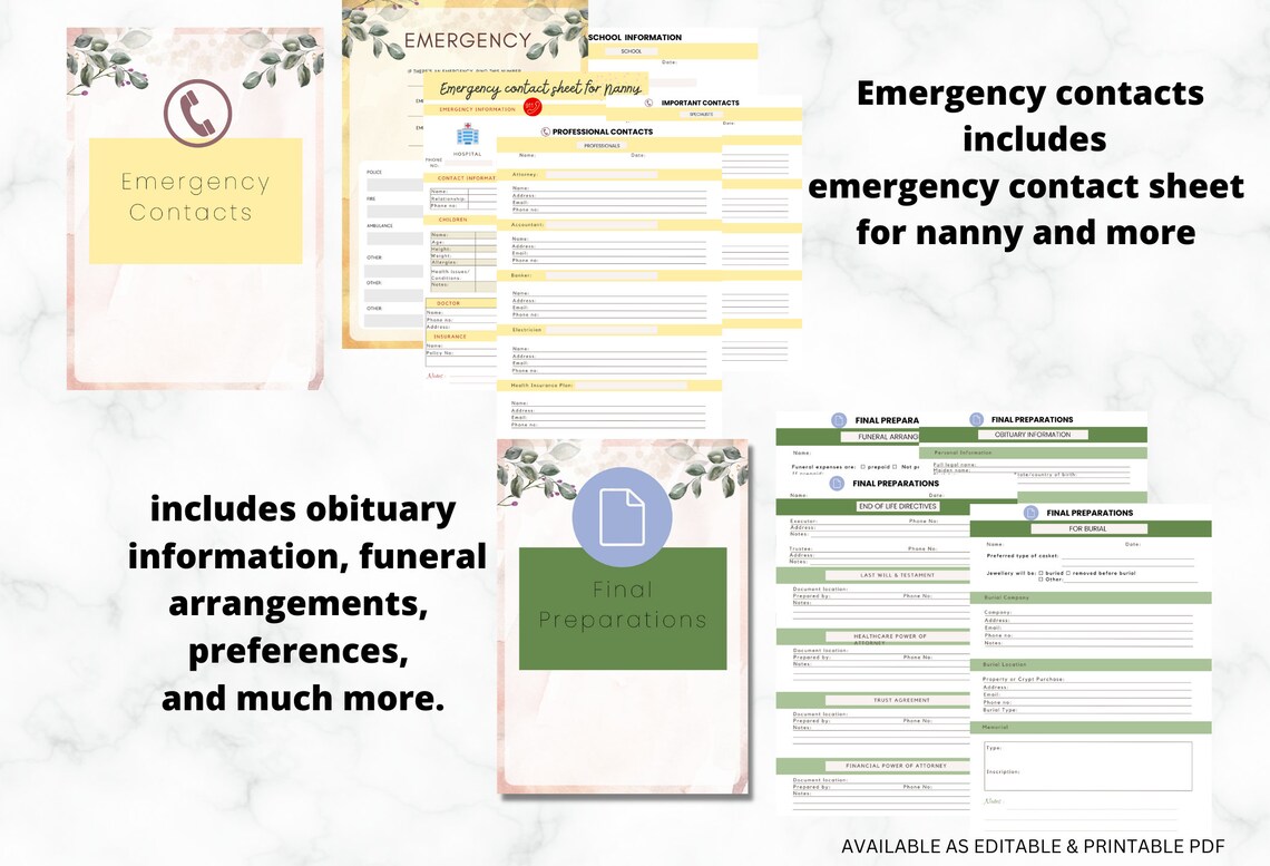 EDITABLE Emergency Binder Plus Family Binder Life Planner - Etsy