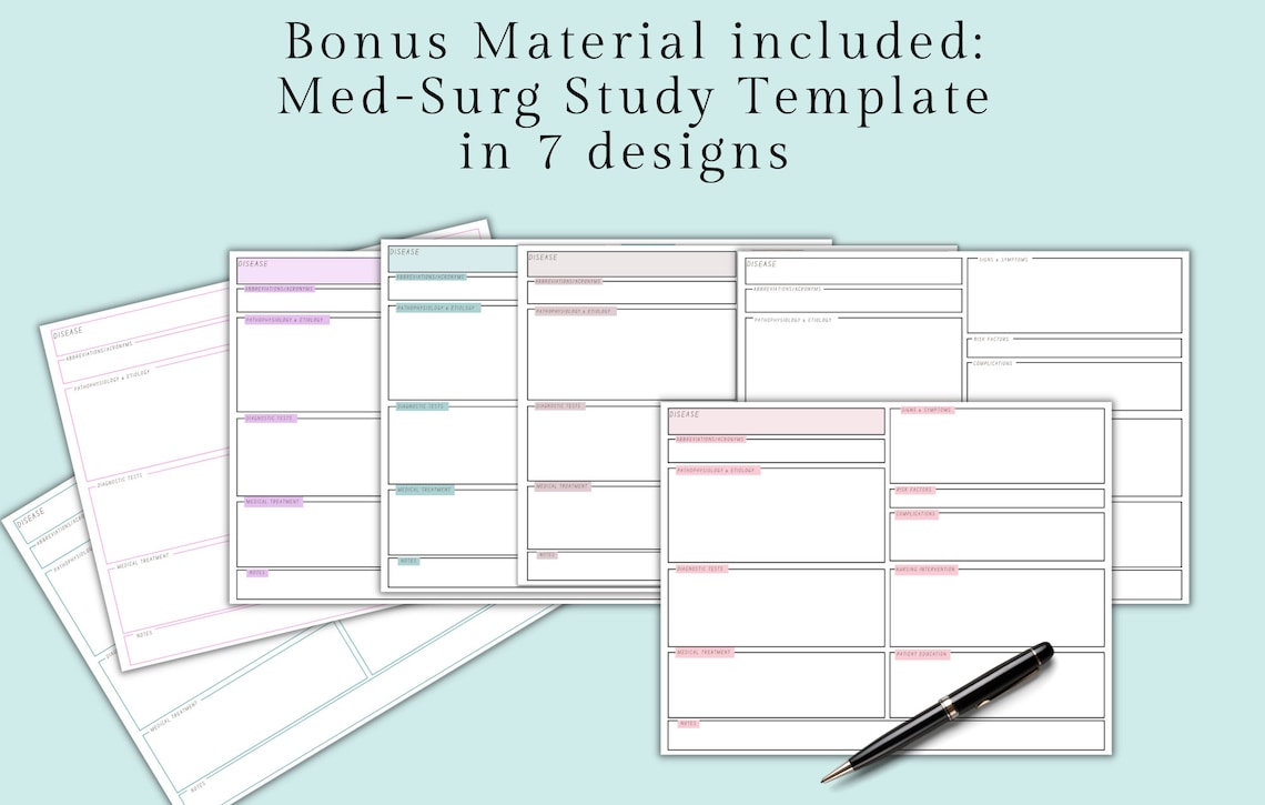 EDITABLE Nurse Medical Study Notes Templates | Clinical Skills Nursing ...