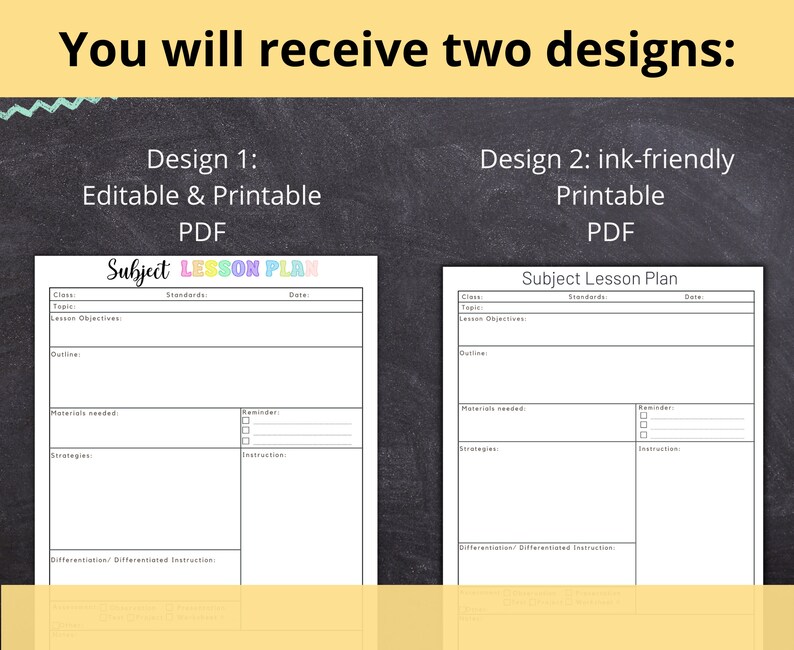 Editable Subject Lesson Plan Template Printable Digital - Etsy