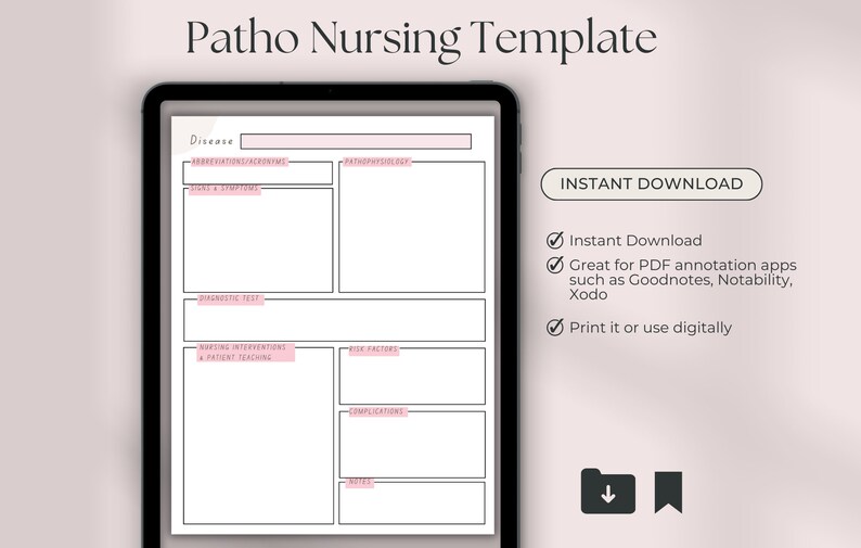 Printable Patho Nursing Notes Disease Template Pathophysiology Study ...