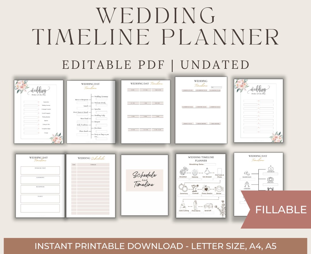 Editable Wedding Timeline Planner, Wedding Itinerary Template, Wedding ...
