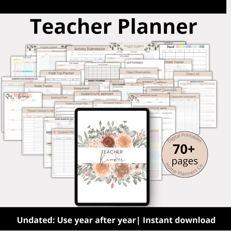 Teacher Planner Printable Digital Teacher Planner 2026-2027 Dated ...