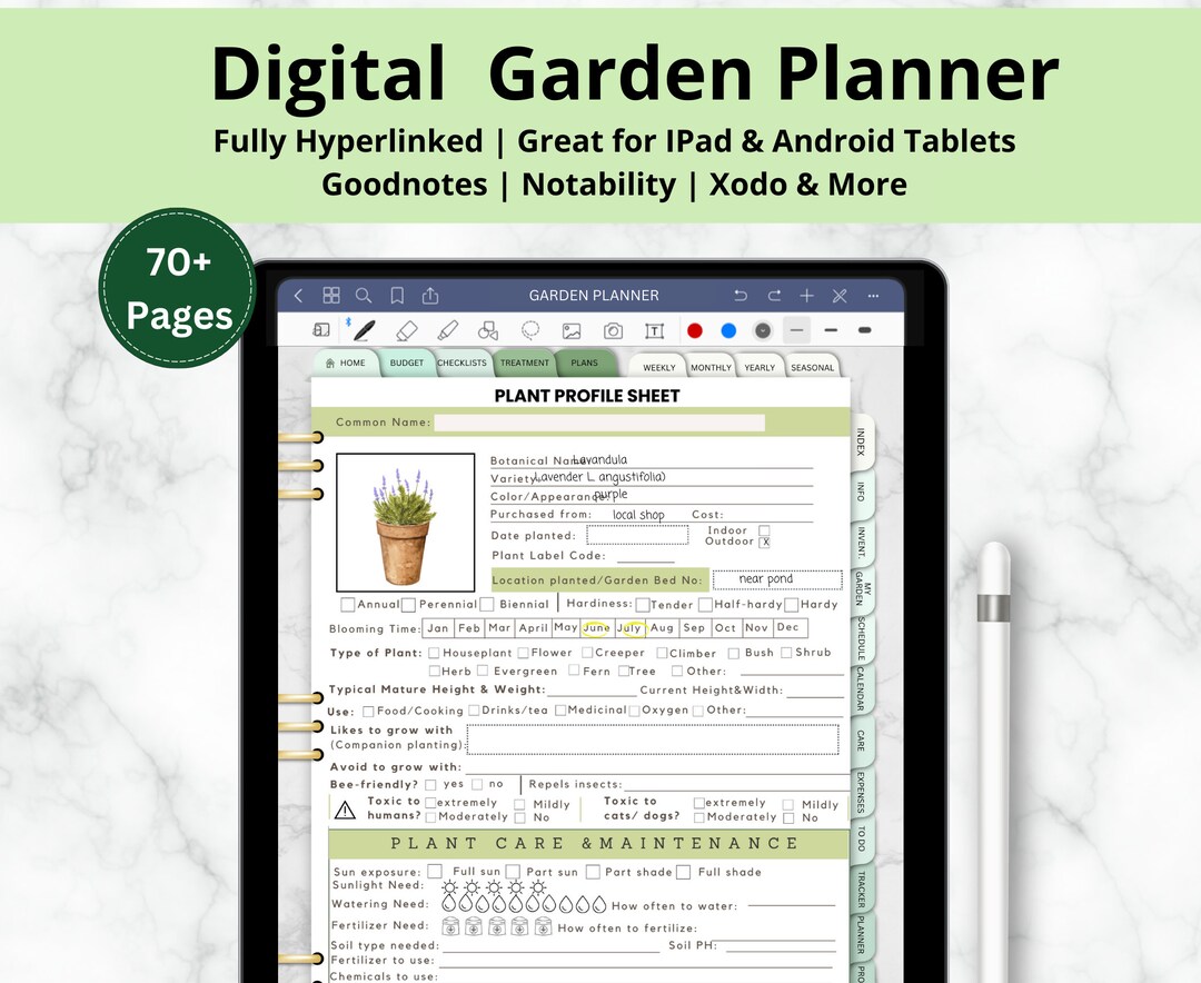 Digital Garden Planner With Hyperlinks for Goodnotes, Notability, Xodo ...