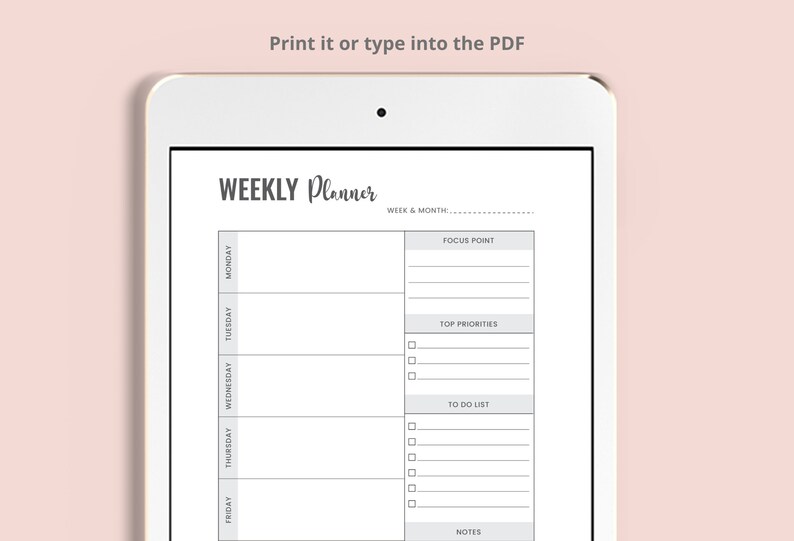 EDITABLE Weekly Planner Digital Planner Schedule Routine - Etsy