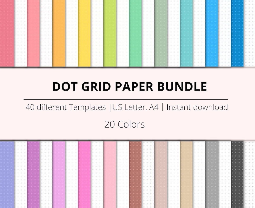 Digital Dot Grid Paper Bundle, 40 Digital Dotted Paper Templates for ...