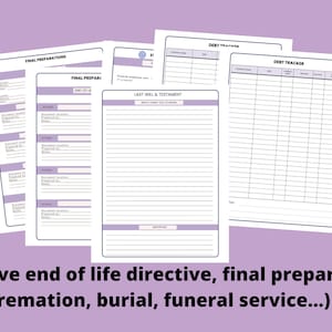 End of Life Planner, Final Wishes Planner, Printable Legacy Planner ...