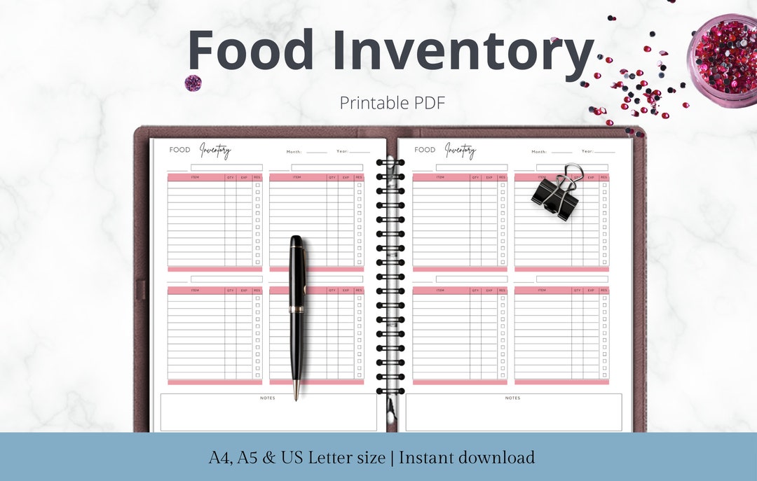 Food Inventory Tracker Page Printable Kitchen Inventory,pantry ...