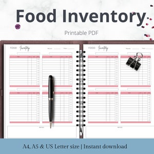 Food Inventory Tracker Page Printable Kitchen Inventory,pantry ...