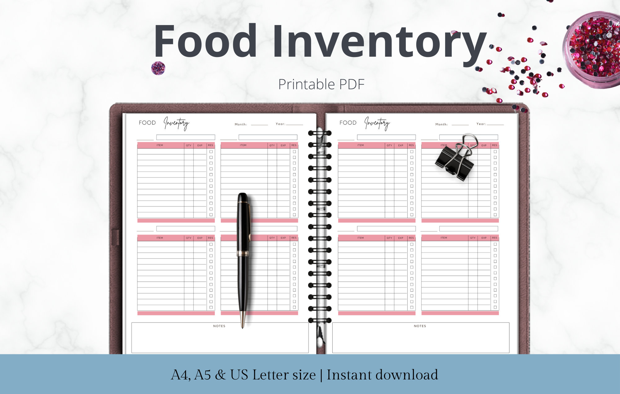 Food Inventory Tracker Page Printable Kitchen Inventory,pantry ...