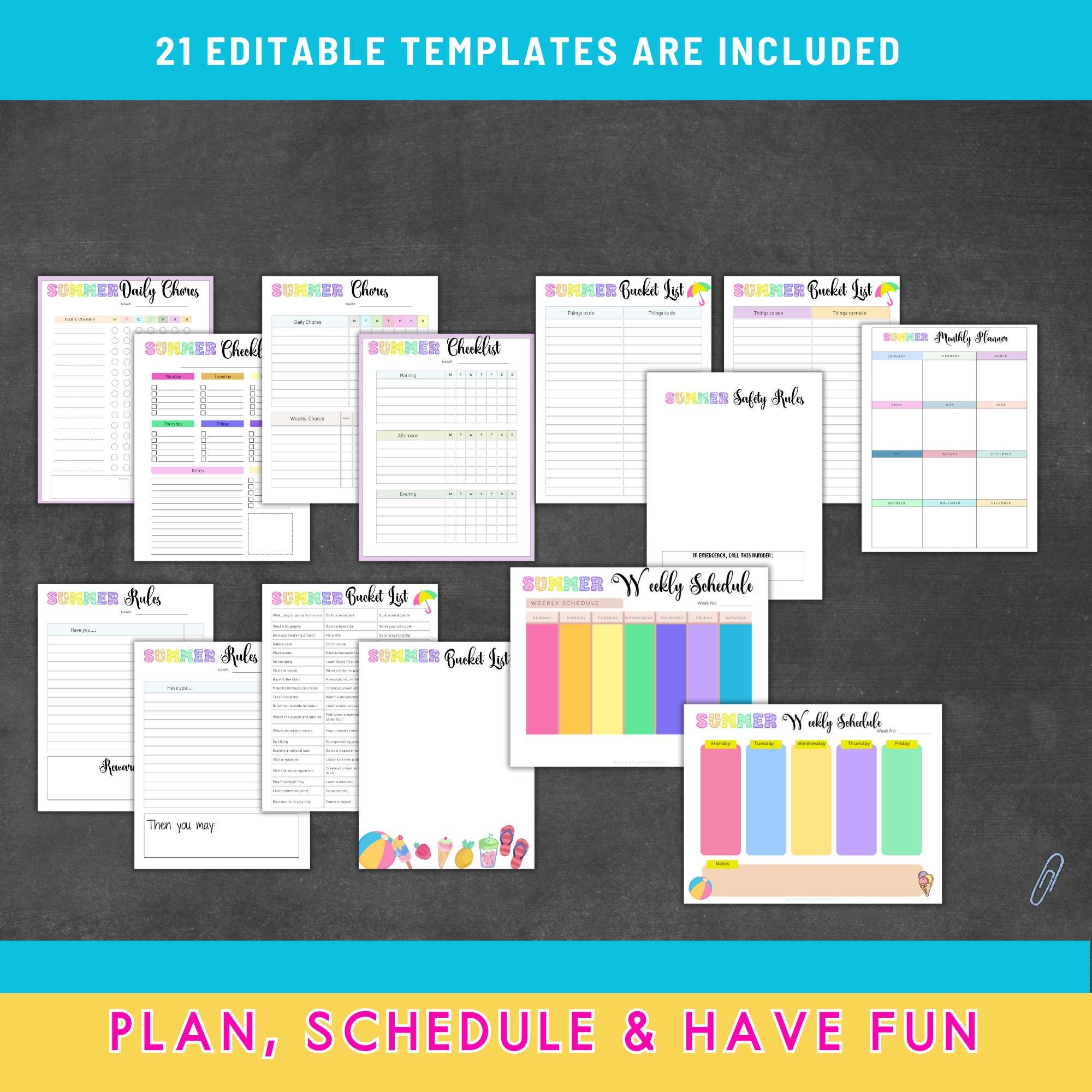 2026 Summer Planner Editable Printable Summer Calendar, Summer Kids ...