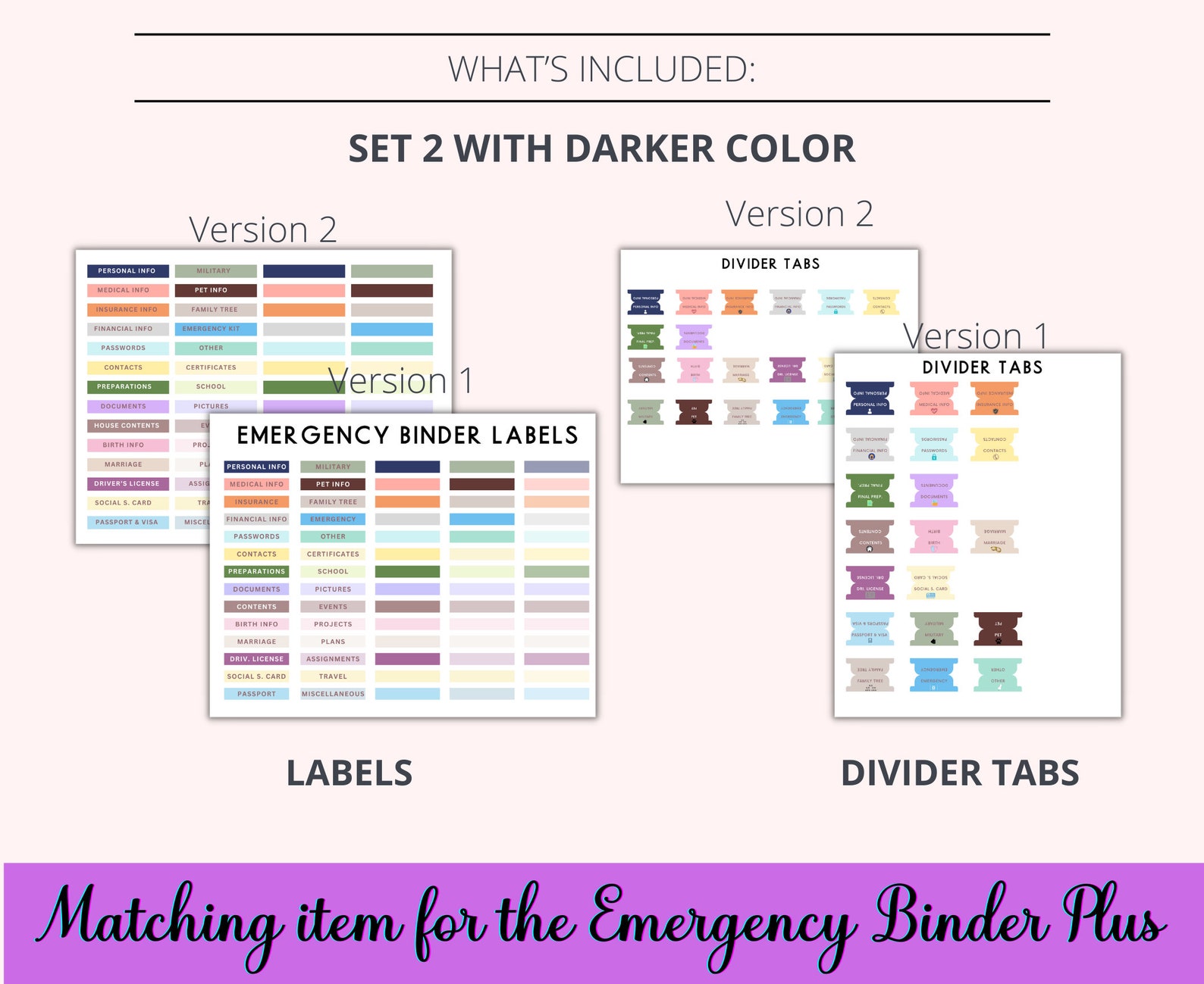 Printable Divider Tabs and Binder Labels for Emergency Binder Plus ...