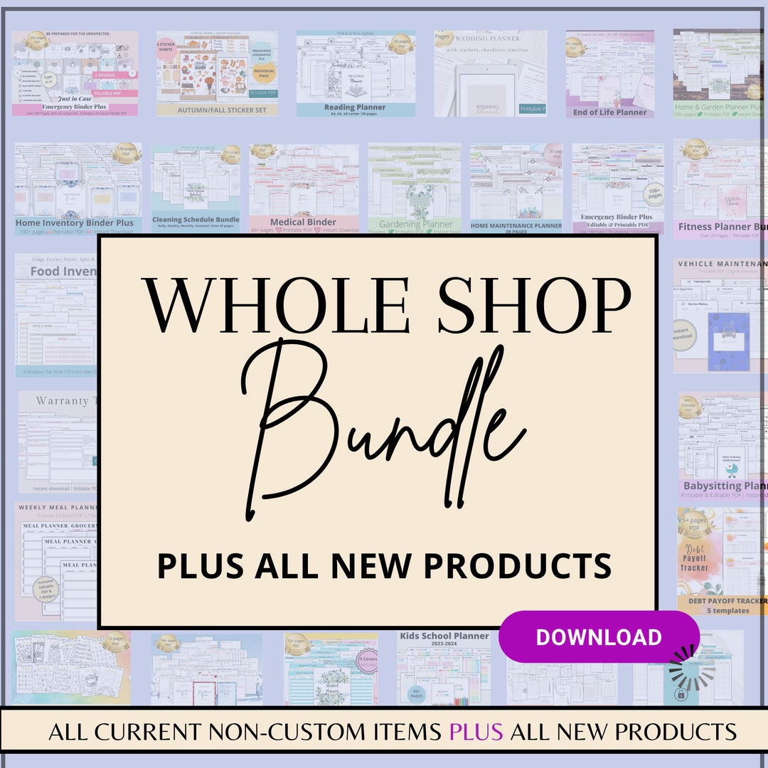 Mega Shop Bundle, All Instant Download Items, All in One, Emergency ...