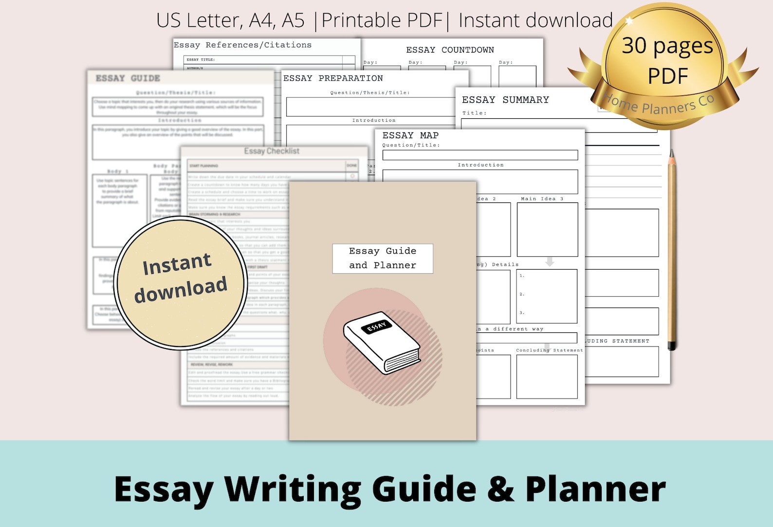 Essay Planner Editable Printable PDF Essay Guide Planner Pack - Etsy