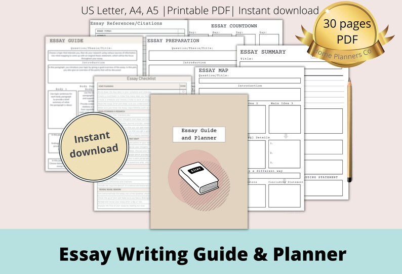 Essay Planner Editable Printable PDF Essay Guide Planner Pack - Etsy