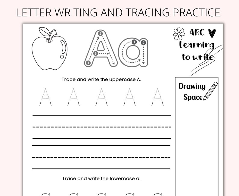 Printable Trace the Alphabet A Worksheet Letter Writing Practice ...
