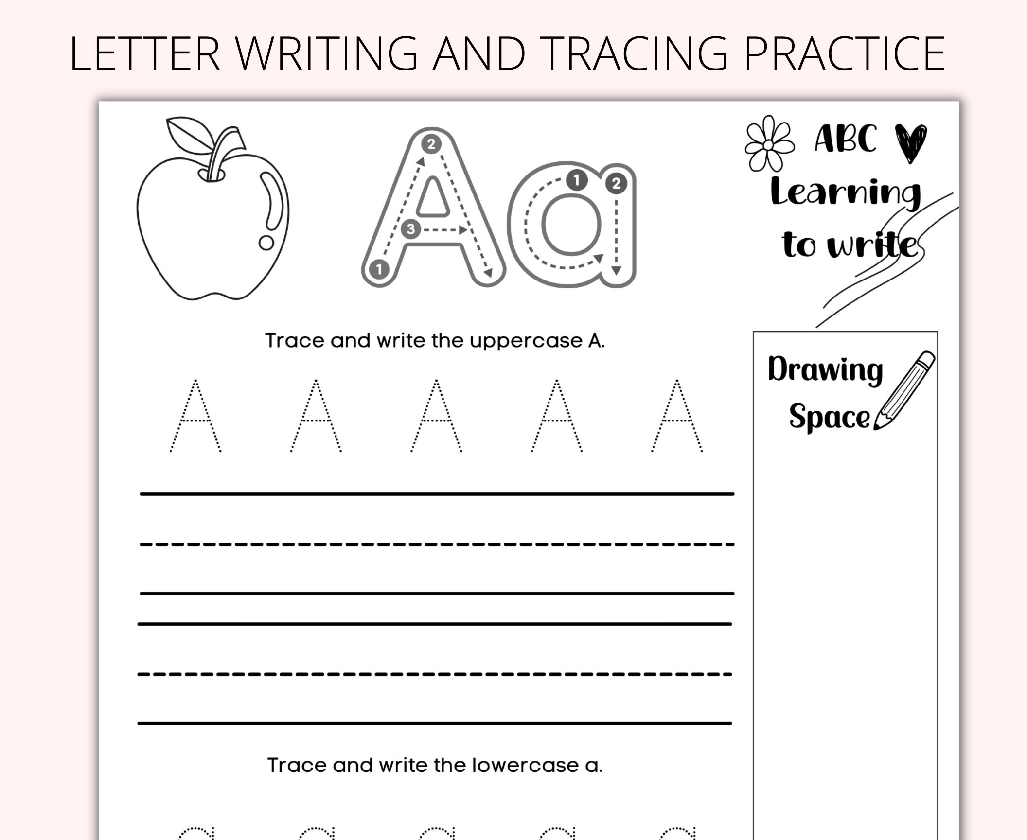 Printable Trace the Alphabet A Worksheet Letter Writing Practice ...