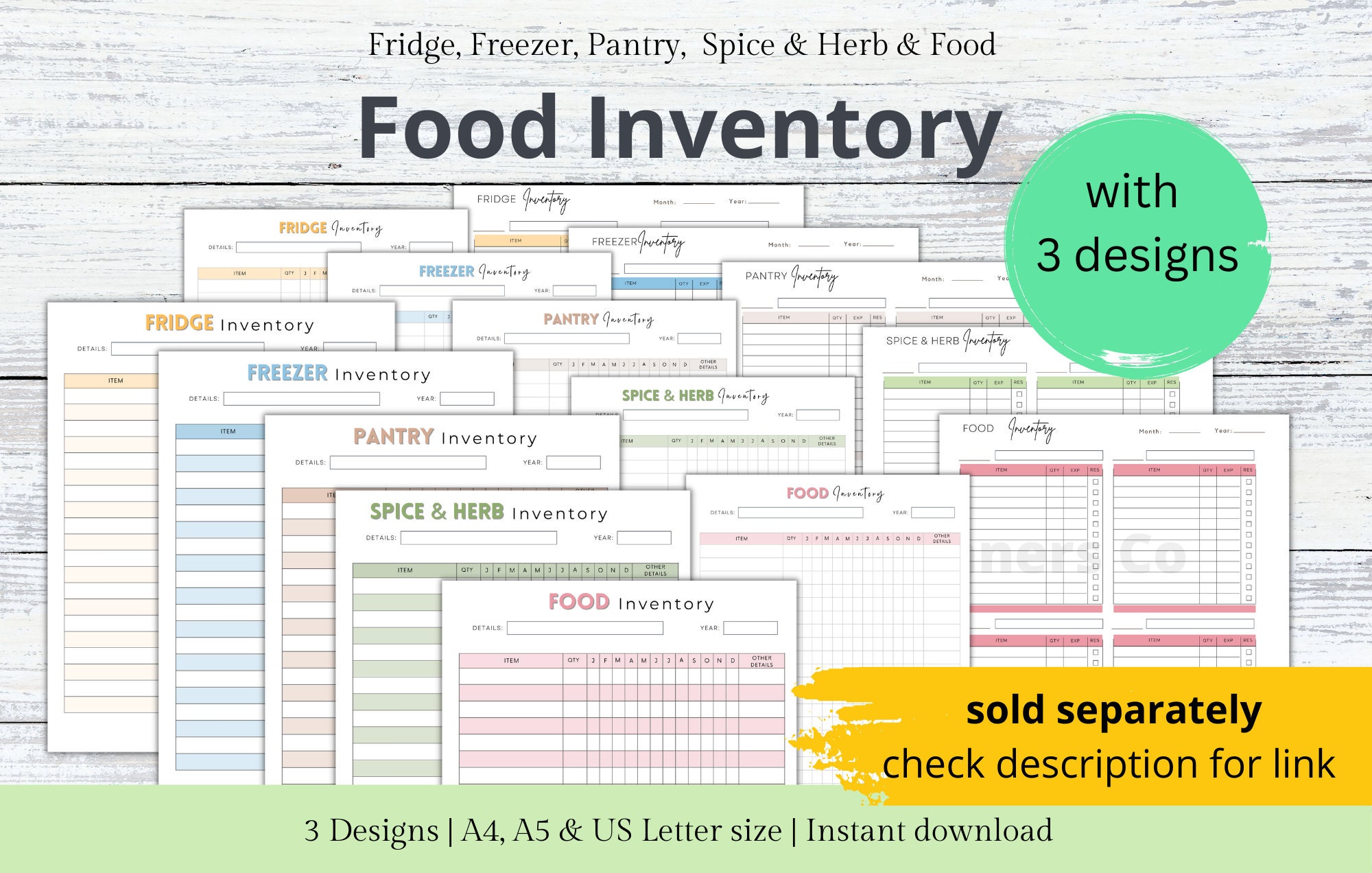 Food Inventory Tracker Page Printable Kitchen Inventory,pantry ...