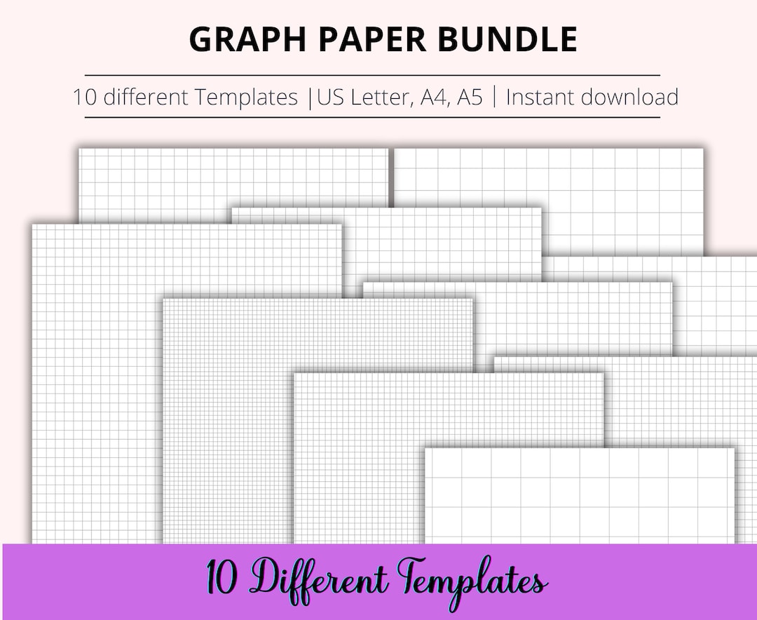 Graph Paper Bundle, Printable Graph Grid Paper, Squared Paper, Digital ...
