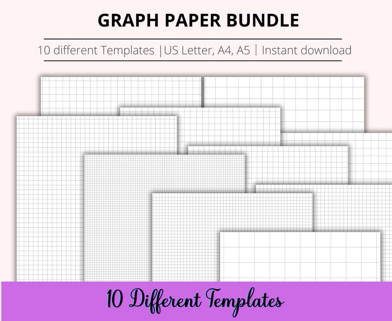 Graph Paper Bundle, Printable Graph Grid Paper, Squared Paper, Digital ...